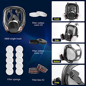 Full Face Respirator Mask - Reusable Large Face Gas Mask Professional Breathing Protection Against Dust/Organic Vapor/Formaldehyde/Chemical Perfect for Airbrush, Car Spraying, Sanding, Paint Work