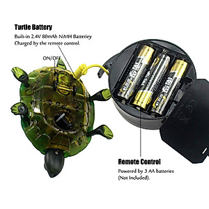 Tipmant RC Turtle IR Remote Control Tortoise Crawl Fake Electric Animal Toy Realistic for Toddler Kids Birthday Gifts (Green)