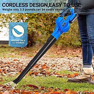 WISETOOL 20V Leaf Blower Cordless, Battery Powered Leaf Blower with 2 Battery and Charger, Rechargeable Electric Handheld Leaf Blowers Variable Speed with 2 Tubes for Patio, Lawn, Leaves