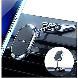 Magnetic Phone Holder for Car Metal Upgrade 6X Magnets Phone Mount Double 360° Rotation Super Sticker Phone Holder Car Mount Easy Install Suitable for Dashboard Screens Compatible with All Phone black