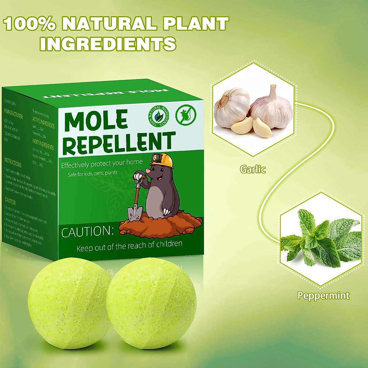 12pack Mole Repellent, Gopher Repellent, Vole Repellent, Powerful Mole Repellent for Lawn Garden Yard Outdoor, Snake Repellent, Groundhog Repellent, Armadillo Repellent, Mole Deterrent