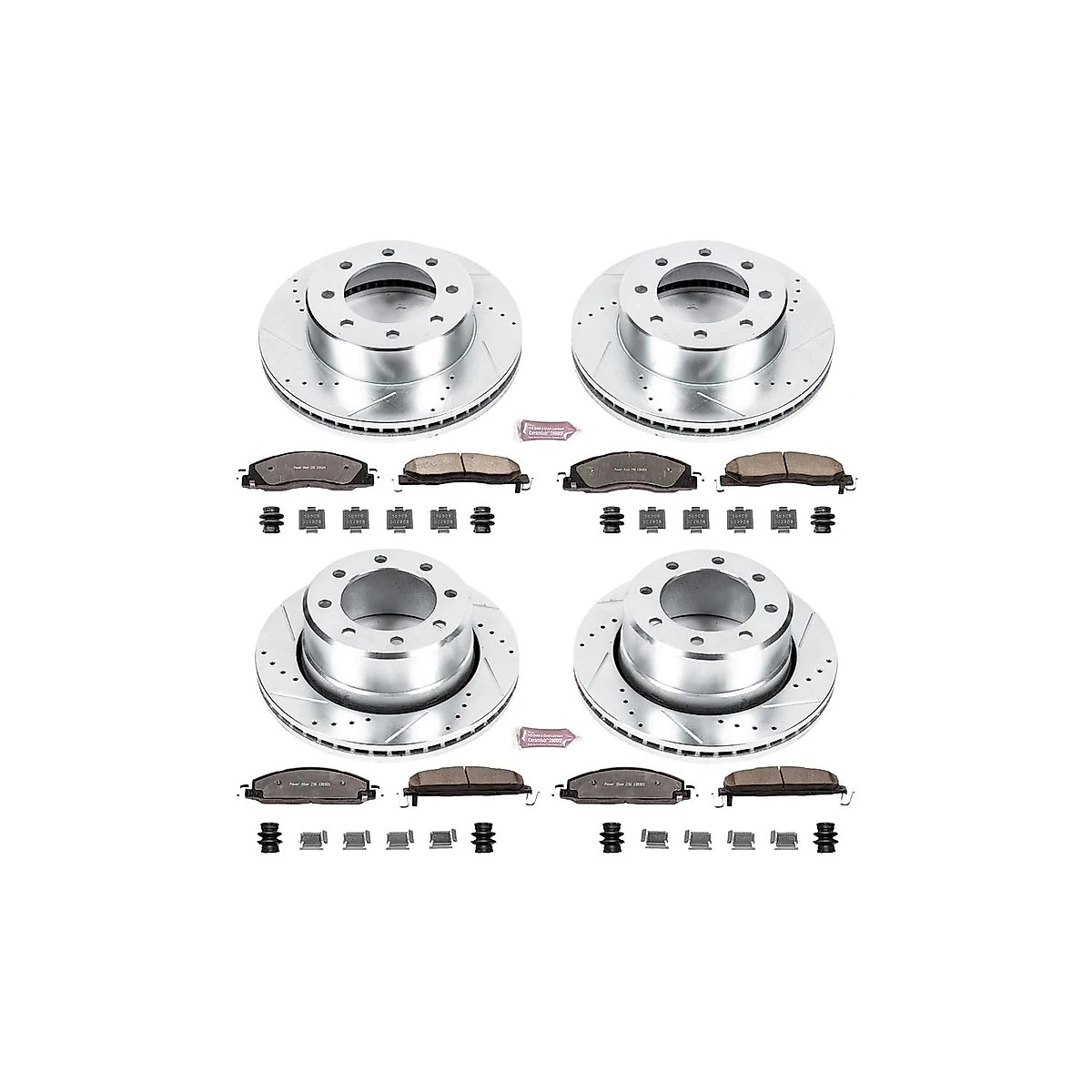 Power Stop Brake Kit For 2009-2017 Ram 2500, 2009-2012 Ram 3500 [Single Rear Wheel] - Front and Rear Truck & Tow, Drilled Slotted Brake Rotors Carbon-Fiber Ceramic Brake Pads and Calipers, KC5458-36