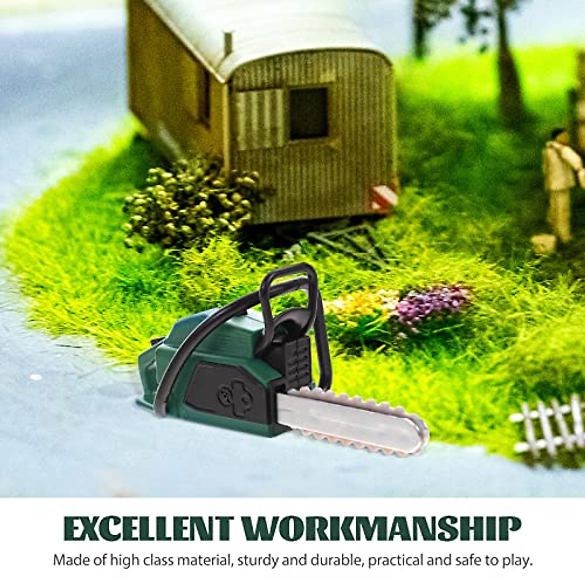 STOBOK Kids Garden Tools Mini Chainsaw Cordless Mini Power Chain Handheld Small Chainsaw 1/12 Model Doll House Garden Working Accessories Mini House Accessories Green Kids Outdoor Toys