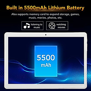 CHICIRIS 10.1 Inch HD Tablet, 2GB RAM 32GB ROM MT6753 Chip Dual Sim Dual Standby HD Tablet Multifunctional 3 Card Slot Design 10.1inch IPS Screen for Learning for Work (US Plug)