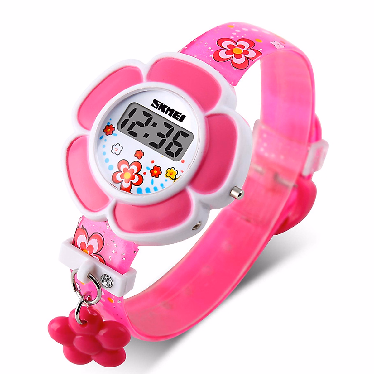 Kids Watch Girl Flower Shape Watch Novelty Cartoon Digital Watch 1144 (pink1)