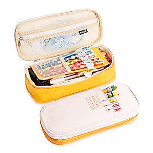 Oyachic Big Capacity Pencil Case Telescopic Pencil Pouch Zipper Pen Bag Canvas Markers Organization Makeup Bag Stationery Box Pencil Holder Office School Supplies