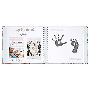 Pearhead Memory Book with Included Baby Belly Stickers, Modern Baby First Year Journal, Babys First Year, Baby Shower, Floral 17 Piece Set