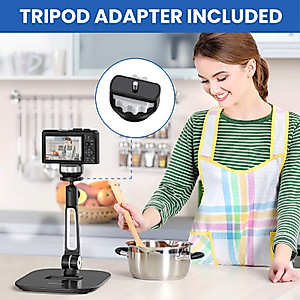 AboveTEK Aluminum iPad Stand, Foldable 360 Swivel Tablet Stand for Kitchen, Bedside, Office, POS, Showroom, Reception, Black