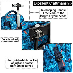 Jasminestar Rolling Backpack for Girls 18inch with Lunch Bag and Pencil Case, Lightweight School Bookbags for Boys and Girls