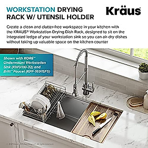 Kraus KDR-3 Kore Kitchen Sink Dish Drying Rack Drainer and Utensil Holder, 17 inch, Silver