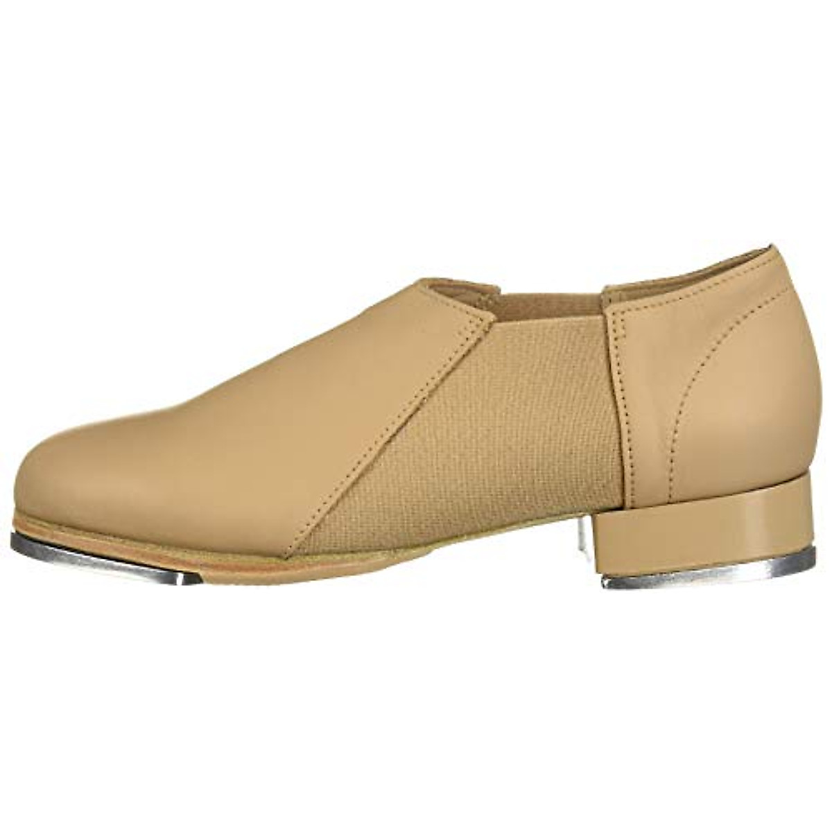 Leo Women's Slip-ON Jazz TAP Dance Shoe, tan, 6.5 Medium US
