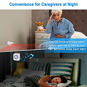 Indoor Motion Sensor Alarm-SanJie Door Bed Alarms and Fall Prevention Alert for Elderly/Kids/Caregivers, Bed Sensor Alarm for Dementia Patients with 5 Adjustable Volume Mute Mode for Garage