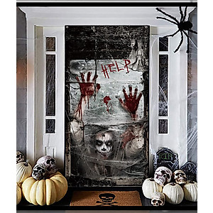 rror Door Cover Halloween Horrible Door Banner for Halloween Party Decoration Halloween Wall Decoration Backdrop Halloween Home Hanging Decor Halloween Party Supplies Photo Background