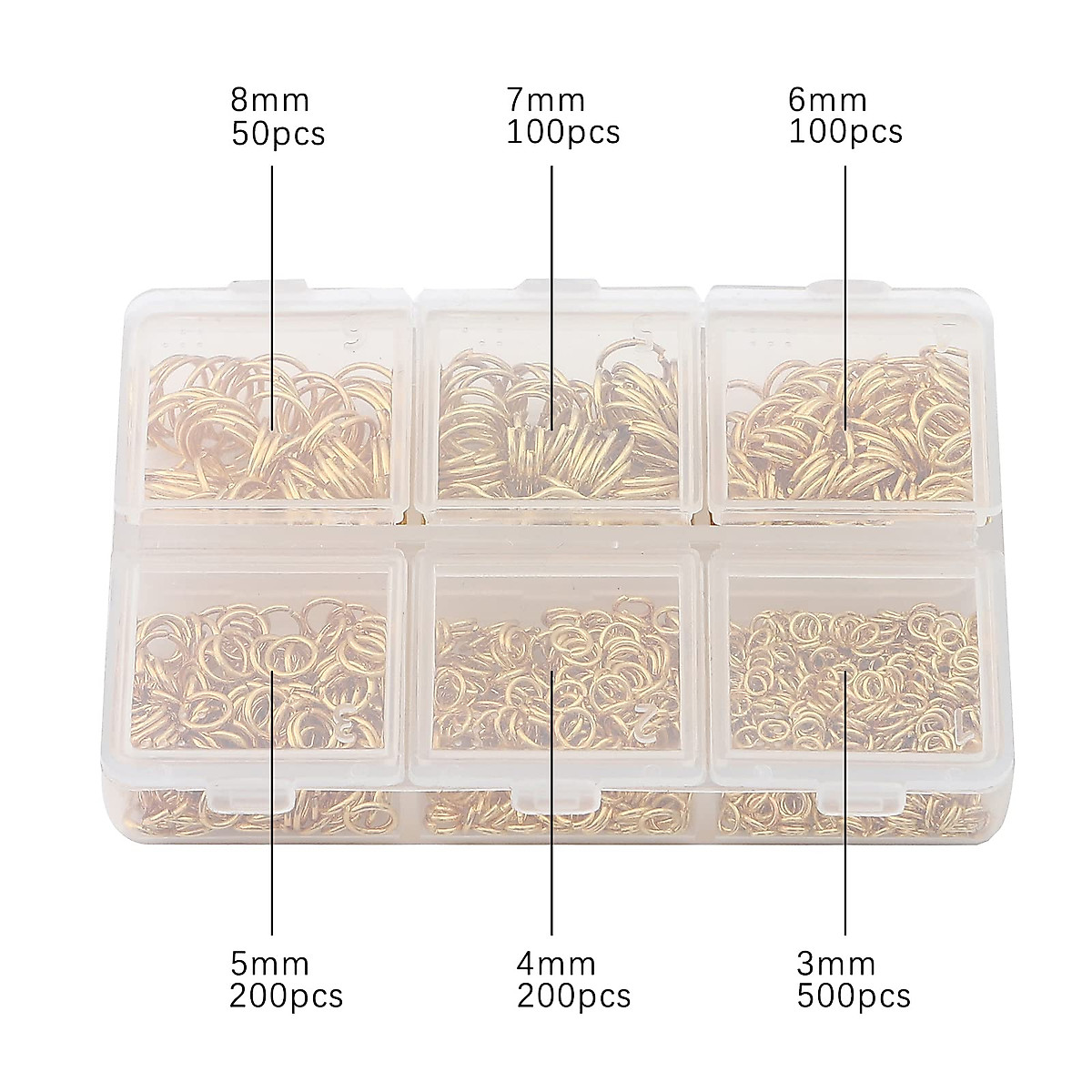 DADIFEN 18K Gold Jump Rings for Jewelry Making 3/4/5/6/7/8mm Jump Rings 22 Gauge Open Ring O Rings for DIY Necklaces Bracelet Earrings Chainmail Keychain Jewelry Making