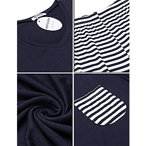 Hotouch Women Pajama Set 2 Piece Shorts Sleeve Sleepwear Nightwear Navy Blue Navy Blue Small
