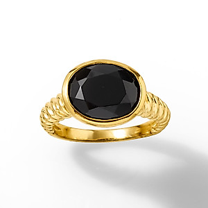 Ross-Simons Black Onyx Ring in 18kt Gold Over Sterling. Size 8