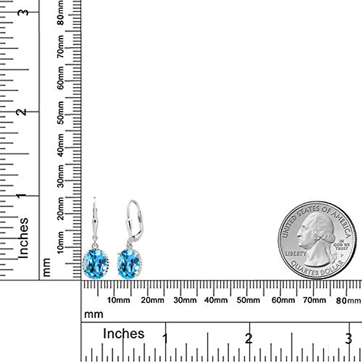 Gem Stone King 925 Sterling Silver Swiss Blue Topaz Leverback Dangle Earrings For Women (4.50 Cttw, Gemstone November Birthstone, Oval 9X7MM)