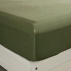 Fitted Sheets for Full Size Bed - Deep Pocket (Up to 16 Inch) - Solid Army Green, Fade & Stain Resistant, Cooling Sheet
