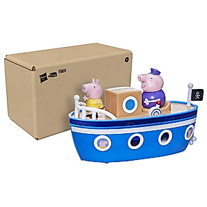Peppa Pig Peppa’s Adventures Grandpa Pig’s Cabin Boat Vehicle Preschool Toy: 1 Figure, Removable Deck, Rolling Wheels, for Ages 3 and Up