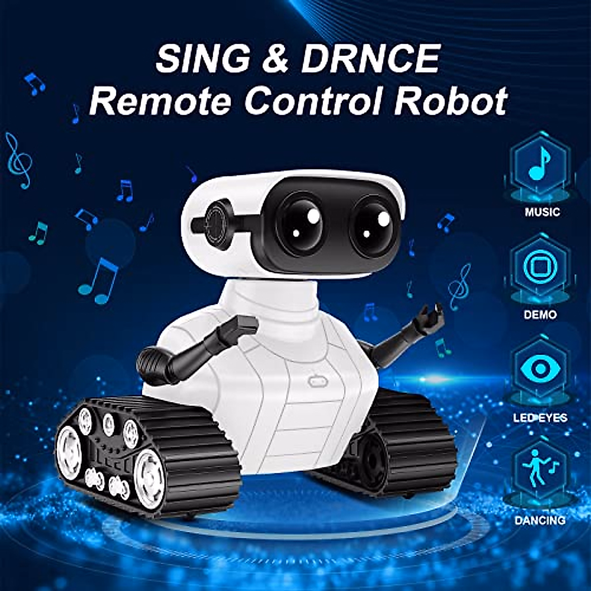 AOVIKOOD Rechargeable RC Robot Toy for Boys and Girls, Robot Toys with Music and LED Eyes, Develops Motor Skills, Creativity, and Intelligence, Gifts for Children Age 3-12