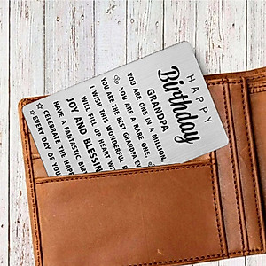 ABNTY Grandpa Happy Birthday Card, Great Grandfather Birthday Gifts Ideas, Metal Engraved Birthday Greeting Card for Grandpa Grandfather