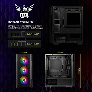 Pc NSX Raptor Gamers Desktop Gaming (AMD Ryzen 7 5700G 4.6GHz NVIDIA, 16GB 2 * 8 GB DDR4 3600, 512Gb M2 NVME SSD, RGB Fans, Windows 11 Home, WiFi Ready, Mouse and Keyboard)