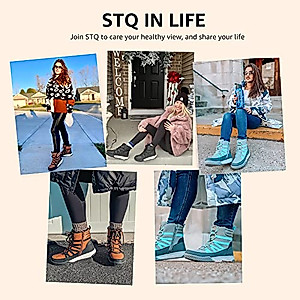 STQ Women Lightweight Winter Walking Boots Suede Insulated Hiking Booties Non-slip with Zipper Black 10