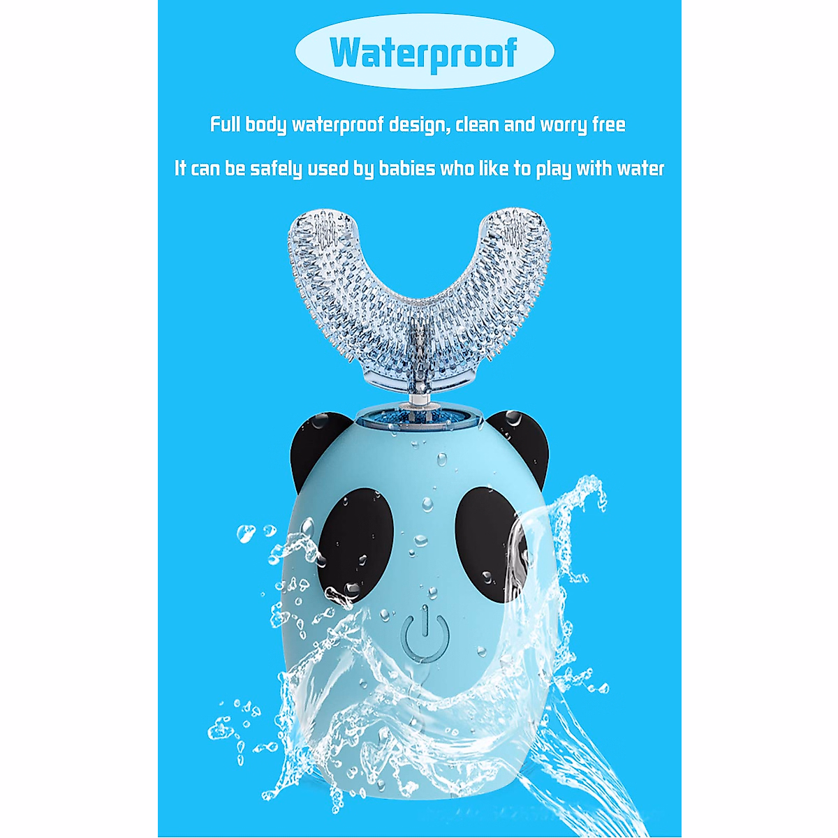 FITHOOD Automatic Toothbrush Kids Electric Toothbrush with Ultrasonic U-Shaped Automatic Toothbrush IPX7 Waterproof 4 Clearing Modes(Blue) (1-7Years)