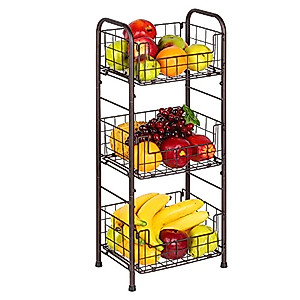 Bathroom Standing Shelf Unit, 3 Tier Towel Storage Shelf Metal Storage Rack for Bathroom Holds Bath, Soap, Shampoo, Paper and Toiletries(Brown)