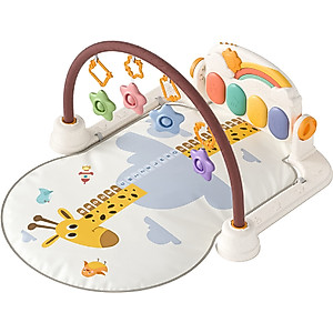 TUMAMA Baby Gym Activity Play Mat with Sounds,Lights and Music, Play Piano Gym,Early Development Light Up Playmat Toy Gift for Newborn Infants 0,3,6,9months (Giraffe)