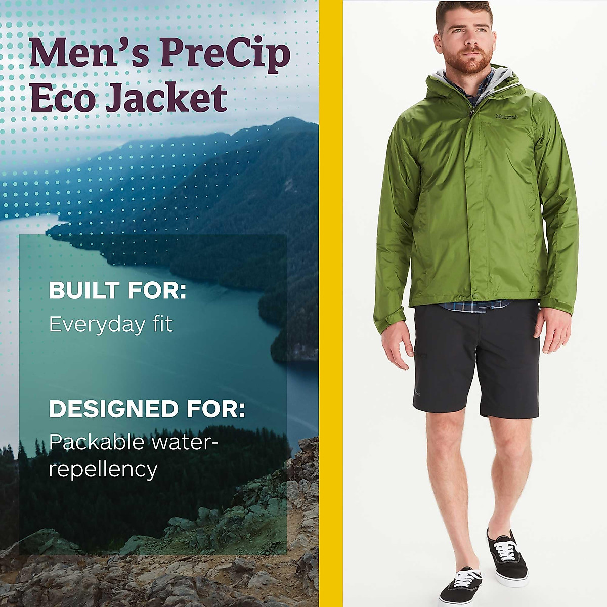 MARMOT Men's Precip Eco Jacket | Lightweight, Waterproof Jacket for Men, Ideal for Hiking, Jogging, and Camping, 100% Recycled Arctic Navy, Large