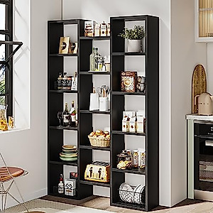 LITTLE TREE 14 Cube Bookshelf Bookcase for Small Space,Black