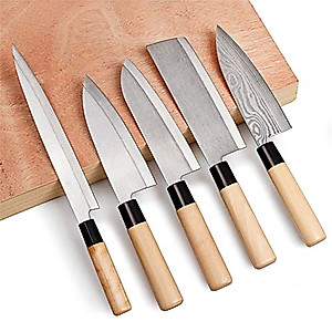 LIUZHANGYU Waterboss Sushi & Sashimi Chef’s Knives,Set of 5 Japanese Sushi Chef Knives - Sashimi-Santoku-Nakiri-Deba Knife,Ultra High Carbon Steel Blades