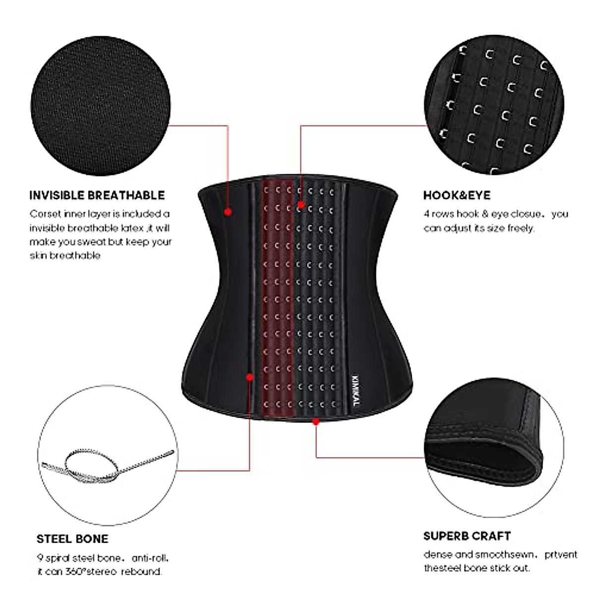 KIMIKAL Women Waist Trainer Corset Belt: Under Clothes Sport Tummy Control Long Torso Shapewear