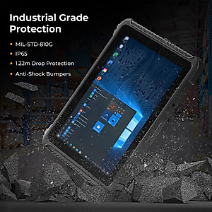 MUNBYN Rugged Tablet IRT05, 10.1 inch Windows 10 Pro Rugged Tablet, 4G LTE, GPS, Water-Proof, 700nit Sunlight Readable Work Tablet, 10000mAh Battery, 4GB RAM/128GB ROM, BT4.2 Wi-Fi for Enterprise Work