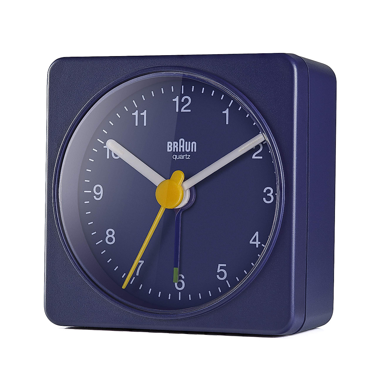 Braun Classic Travel Analogue Clock, Compact Size, Quiet Quartz Movement, Crescendo Beep Alarm in Blue, Model BC02BL, One