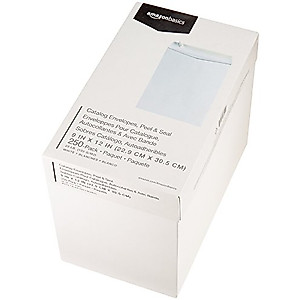 Amazon Basics Catalog Mailing Envelopes, Peel and Seal, 9x12 Inch, White, 250-Pack