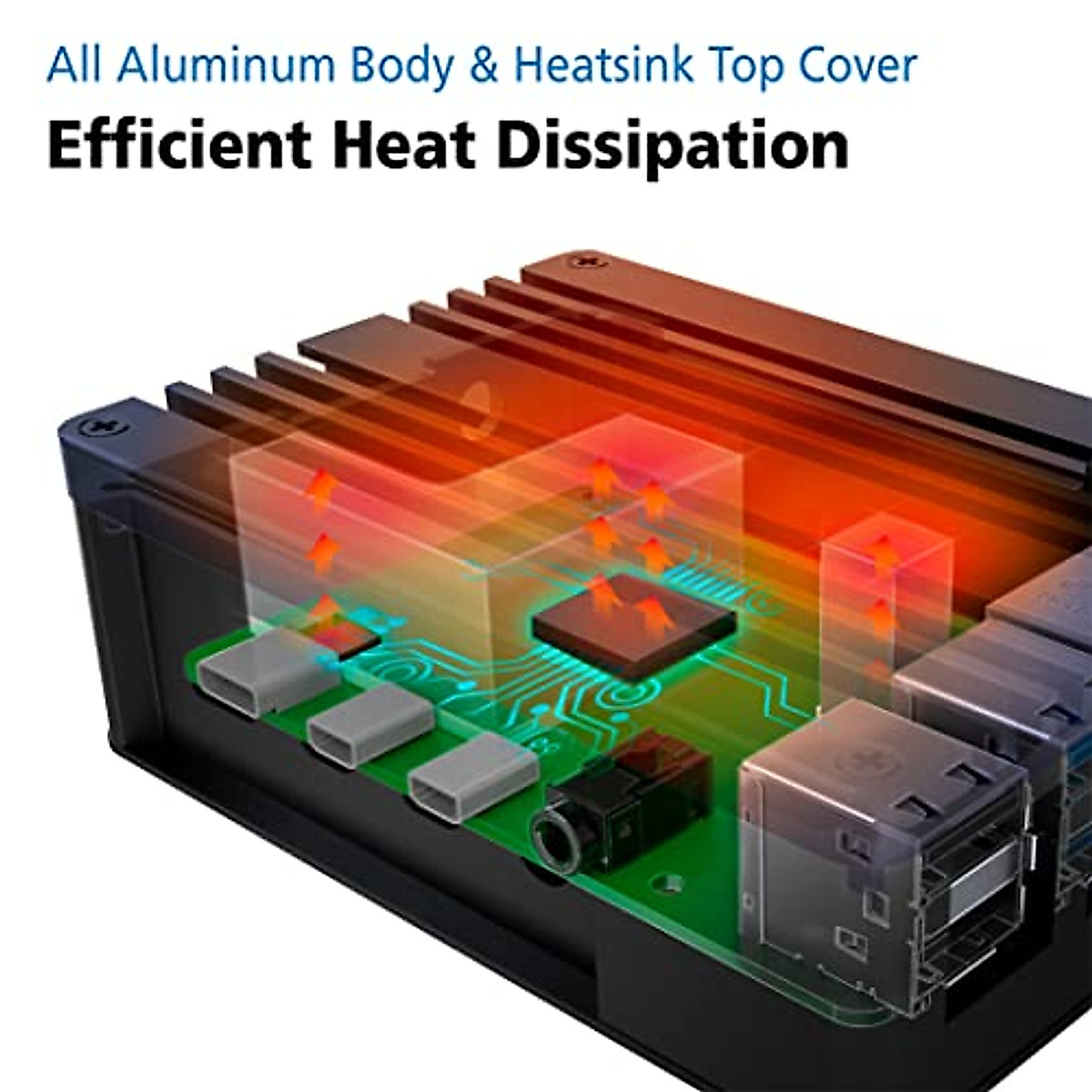 Akasa Pi-4 | Raspberry Pi 4 Case | Fanless Pi Case | Aluminium | Concealed SD Card Slot | Compatible with Raspberry Pi 4 Model B | Black | A-RA08-M1B