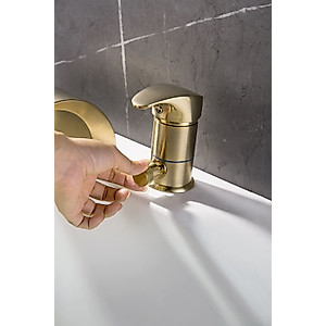 Brushed Gold tub faucet with sprayer Holes with Waterfall Tub Spout Filler with Handheld Shower High Flow