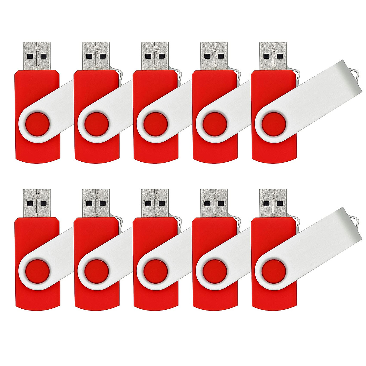 10 Pack 512MB USB Flash Drives Gift Stick Business Bidding Thumb Drive USB 2.0 high Speed Pen Drives (512MB, Red)