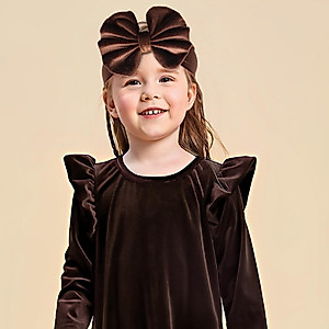 YanJie Hairband - Soft Velvet Baby Headbands with Big Bows, Leopard Color, Handmade for Baby Girls from Newborn to Toddler