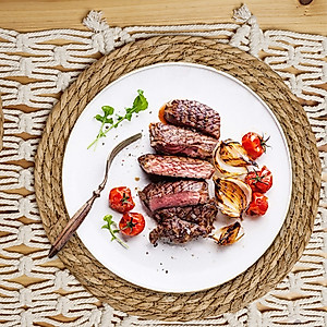 Defined Deco Woven Placemats Set of 6,12" Round Rattan Placemats,Natural Hand-Woven Water Hyacinth Placemats,Farmhouse Weave Place Mats,Rustic Braided Wicker Table Mats for Dining Table,Home,Wedding.