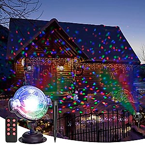 Vanthylit Christmas Projector Lights Multi Function Rotating Falling Snow Projector for Xmas Moving Points Landscape Lights for Home Yard Garden Party and for Show Club Pub