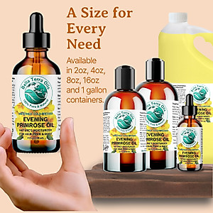 Bella Terra Oils - Organic Evening Primrose Oil 8 oz - Harvested for Excellence, Packed with Nutrients & Omega-6, Perfect Elixir for Enhancing Natural Beauty