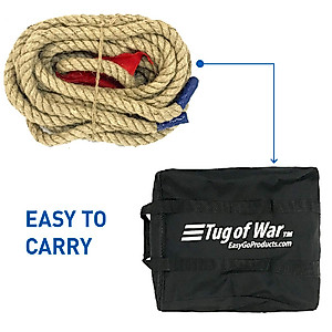 33 Foot TUG of WAR Rope with Flag – Kids and Adults Family Game – Team Building – Soft Rope - Professional Long Lasting - Extra Thick for Easier GRIPPING