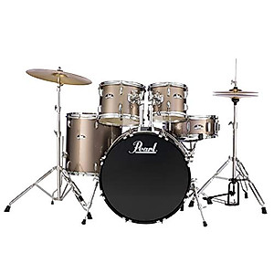 Pearl Roadshow Drum Set 5-Piece Complete Kit with Cymbals and Stands, Bronze Metallic (RS505C/C707)