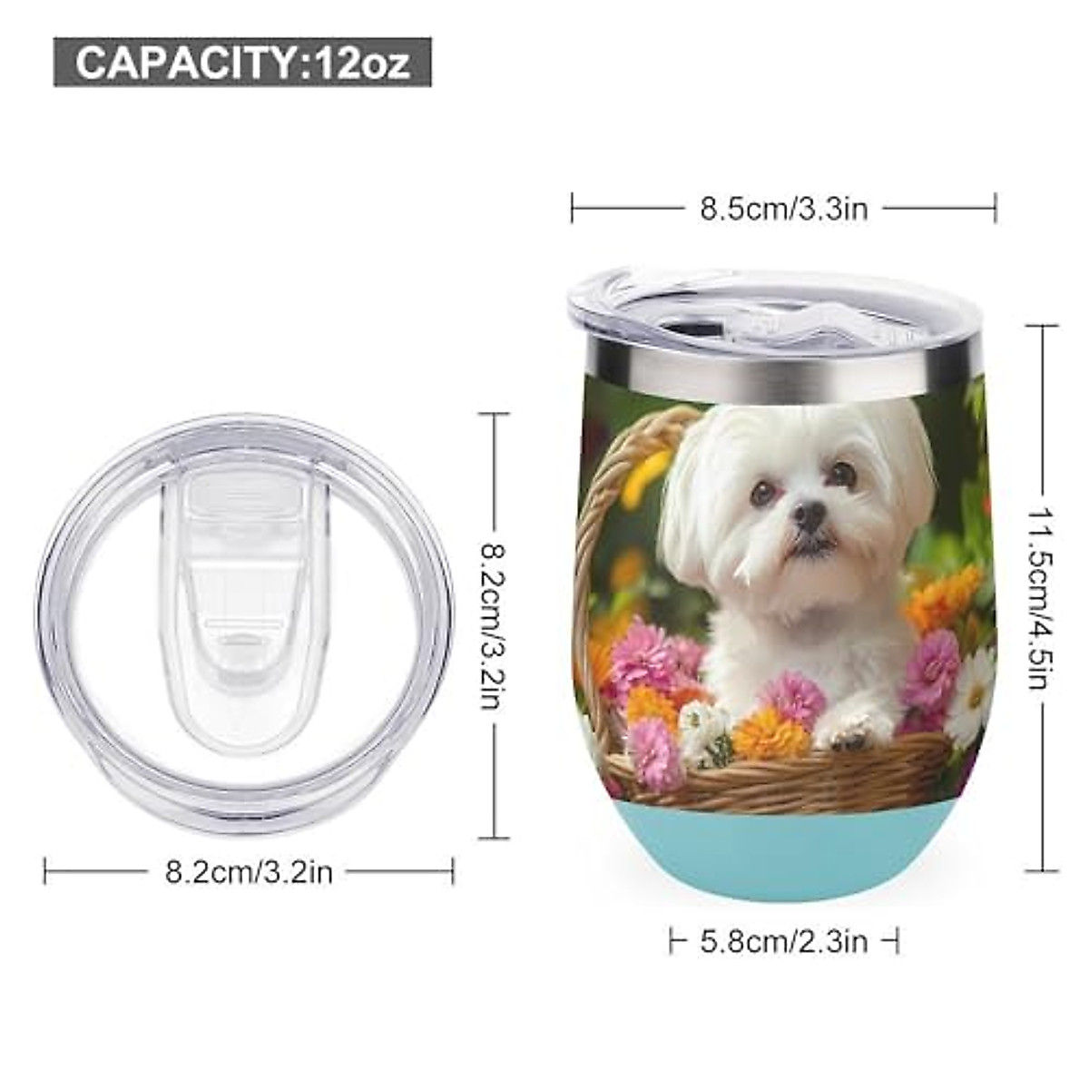 Shih Tzu Dog Flower Basket Insulated Tumbler with Lid Stainless Steel Coffee Mug Cute Wine Tea Water Cup Green-style