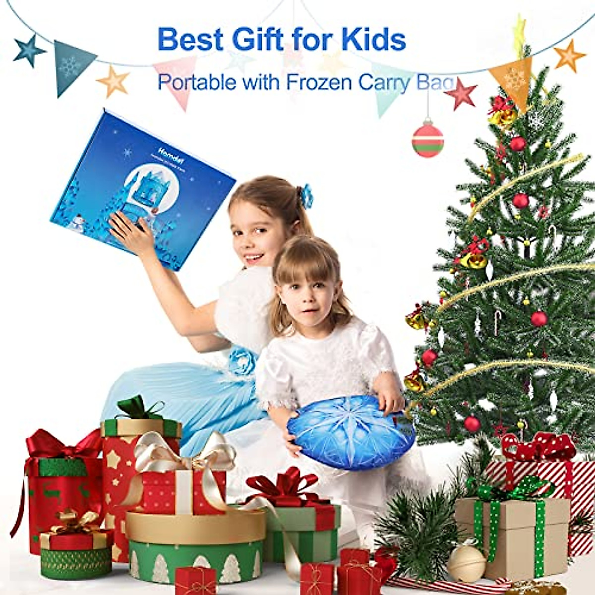 Hamdol Princess Play Tent, Frozen Toy for Girls, Ice Castle Kids Tent Indoor and Outdoor, Large Imaginative Playhouse 51" X 40" with Carrying Bag for 1 2 3 4 5 6 7 8 9 Years Old Girls Gift