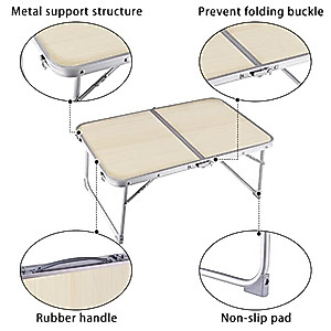 Foldable Laptop and Bed Table with Storage, Portable Mini Lap Desk for Legs, Ideal for Study, Reading, Picnic, Breakfast,and More (Wooden)