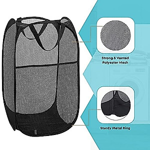 Simplized Popup Laundry Hamper - (1 & 2 Pack) Foldable Pop-up Mesh Hamper Dirty Clothes Basket with Carry Handles